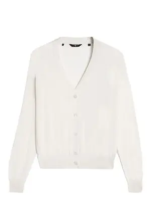 7 For All Mankind Silk Blend V-neck Cardigan - Neutral