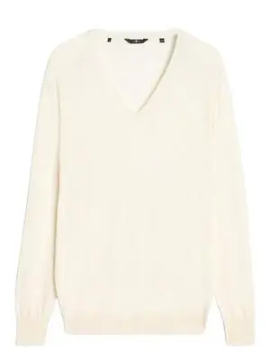 7 For All Mankind Silk Blend V-neck Pullover - Neutral