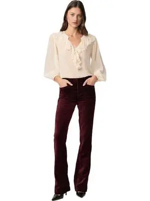 Paige High-rise Bootcut Velvet Pants - Red