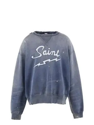 SAINT MXXXXXX Cotton Crewneck With Distressed Details And Logo