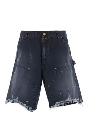 SAINT MXXXXXX Double Knee Denim Shorts - Black