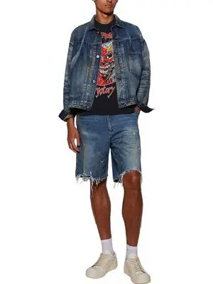 SAINT MXXXXXX Double Knee Denim Shorts - Blue