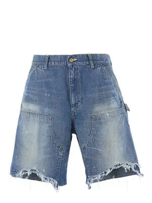 SAINT MXXXXXX Double Knee Cotton Shorts - Blue
