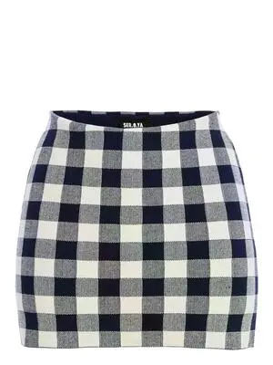 SEROYA Gingham-check Mini Skirt - Blue