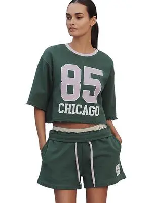DAILY PRACTICE BY ANTHROPOLOGIE Daily Practice Jersey Crop Top - Chicago Green