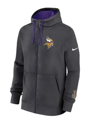 Nike Minnesota Vikings Playbook Page Club Nfl Full-zip Hoodie - Grey