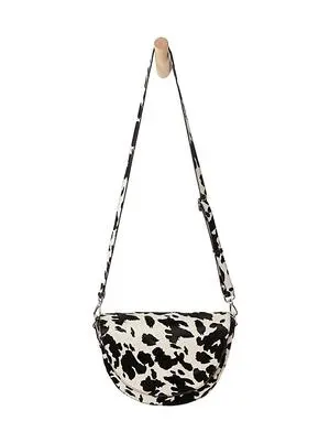 Free People Intentionally Blank Michigan Half Moon Cowhide Crossbody Bag - Black Moo