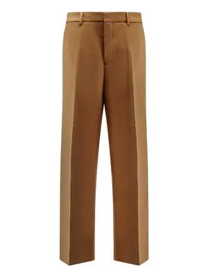 Ami Virgin Wool Wide Leg Trousers - Brown