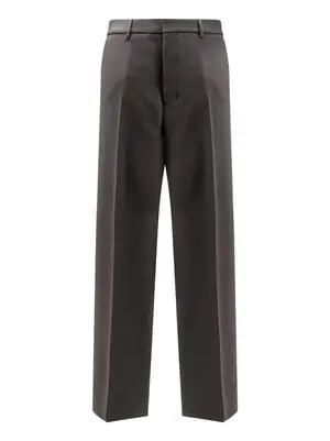 Ami Virgin Wool Wide Leg Trousers - Grey