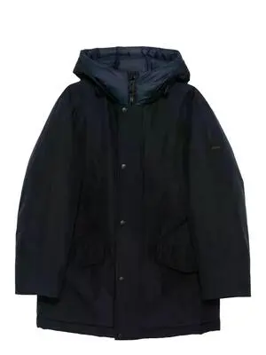 BOSS Button-fastening Jacket With Hood - Blue