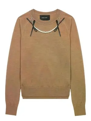 Simone Rocha Embellished Raglan-sleeve Sweater - Brown