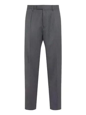 Zegna Pleated Wool Trousers - Grey