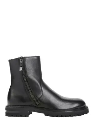 Giorgio Armani Zip Leather Ankle Boots - Black