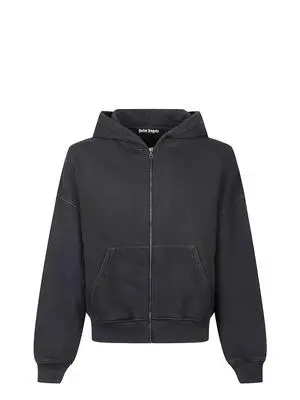 Palm Angels Long-sleeve Zip-front Hoodie - Black