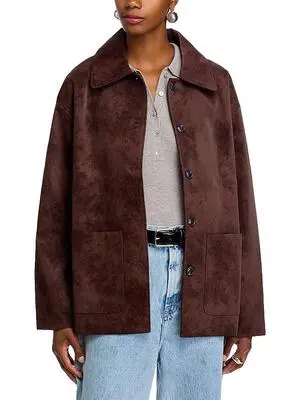 WAYF Rita Faux Suede Jacket - Espresso