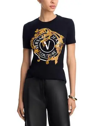 Versace Studded Logo Graphic Tee - Black/gold