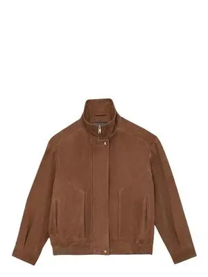 REISS Kiara Suede Jacket - Tan