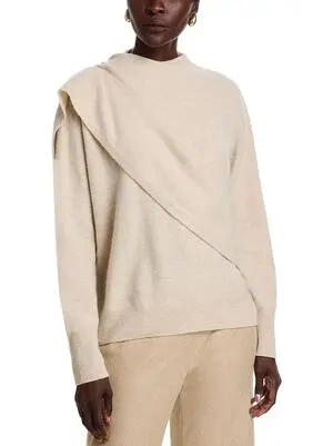Vince Wool And Cashmere Draped Sweater - Heather Dove Oatmeal