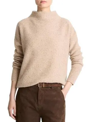 Vince Cashmere Donegal Funnel Neck Sweater - Heather Oat Done