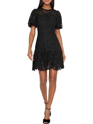 MILLY Yasmin Lace Mini Dress - Black