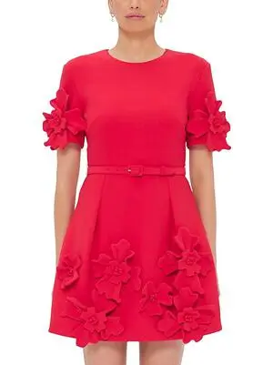 LEO LIN Aurelie Applique Mini Dress - Rosa