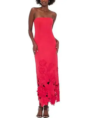 LEO LIN Rayna Strapless Applique Dress - Rosa