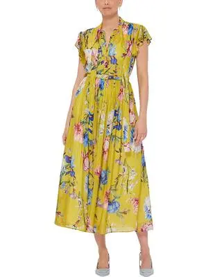LEO LIN Grace Belted Midi Dress - Mustard