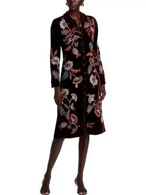 Johnny Was Velvet Shirt Dress - Blackberry