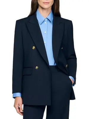 Sandro Pinstriped Blazer - Navy Blue