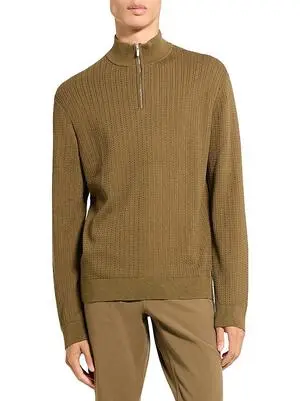 Theory Quarter Zip Cotton Sweater - Duffle