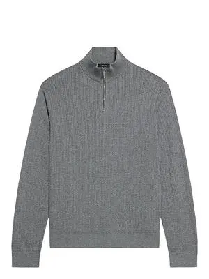 Theory Quarter Zip Cotton Sweater Gray