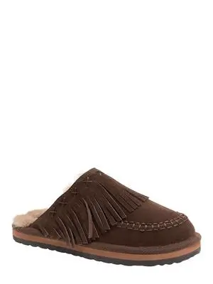 Free People Fallon Fringe Mule Flats - Chocolate