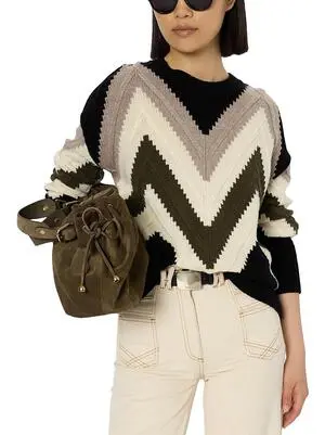 Gerard Darel Elissa Wool Chevron Sweater - Black