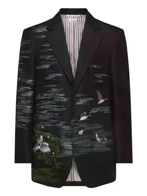 Thom Browne Embroidered Blazer - Black