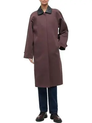Staud Jonah Leather Collar Coat - Earth