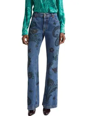 Etro Paisley Print Flare Jeans - Multicolor Azure Base