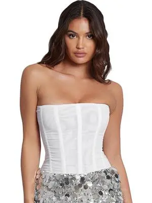 LEAU LEAU Muse Mesh Corset Top White