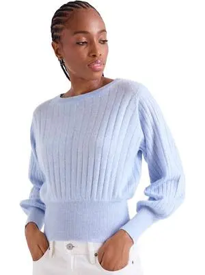 1982 Rosa Ribbed 100% Cashmere Sweater - Azure