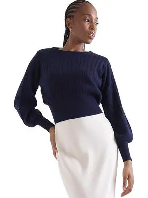 1982 Rosa Ribbed 100% Cashmere Sweater - Navy
