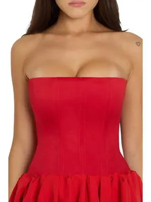 LEAU Satin Corset Top - Red