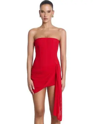 LEAU Mira Mesh Corset Mini Dress - Red