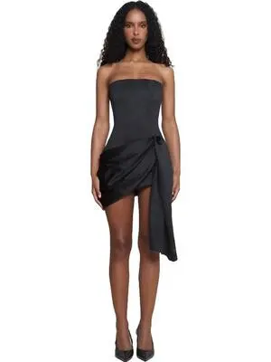 LEAU Solara Satin Corset Mini Dress - Black