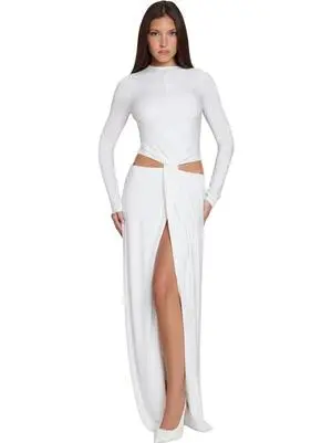 LEAU Jersey Knit Maxi Gown White