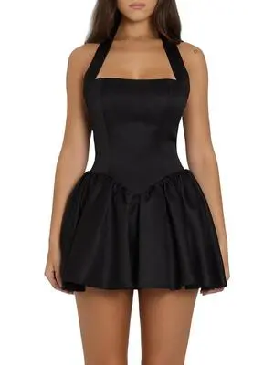 LEAU Hyades Halter Corset Mini Dress - Black