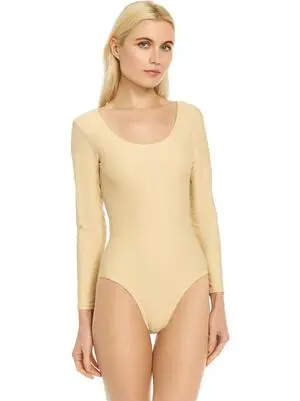 LEVERET Long Sleeve Leotard - Beige