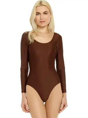 LEVERET Long Sleeve Leotard - Brown