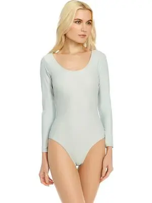 LEVERET Long Sleeve Leotard - Light Gray