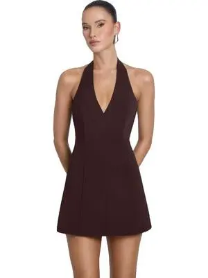 LEAU Hera Halter Mini Dress - Brown