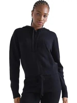 1982 Lavinia Crop Cashmere Hooded Sweater - Black