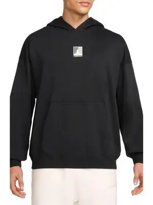 JORDAN Graphic Print Fleece Hoodie Black/white